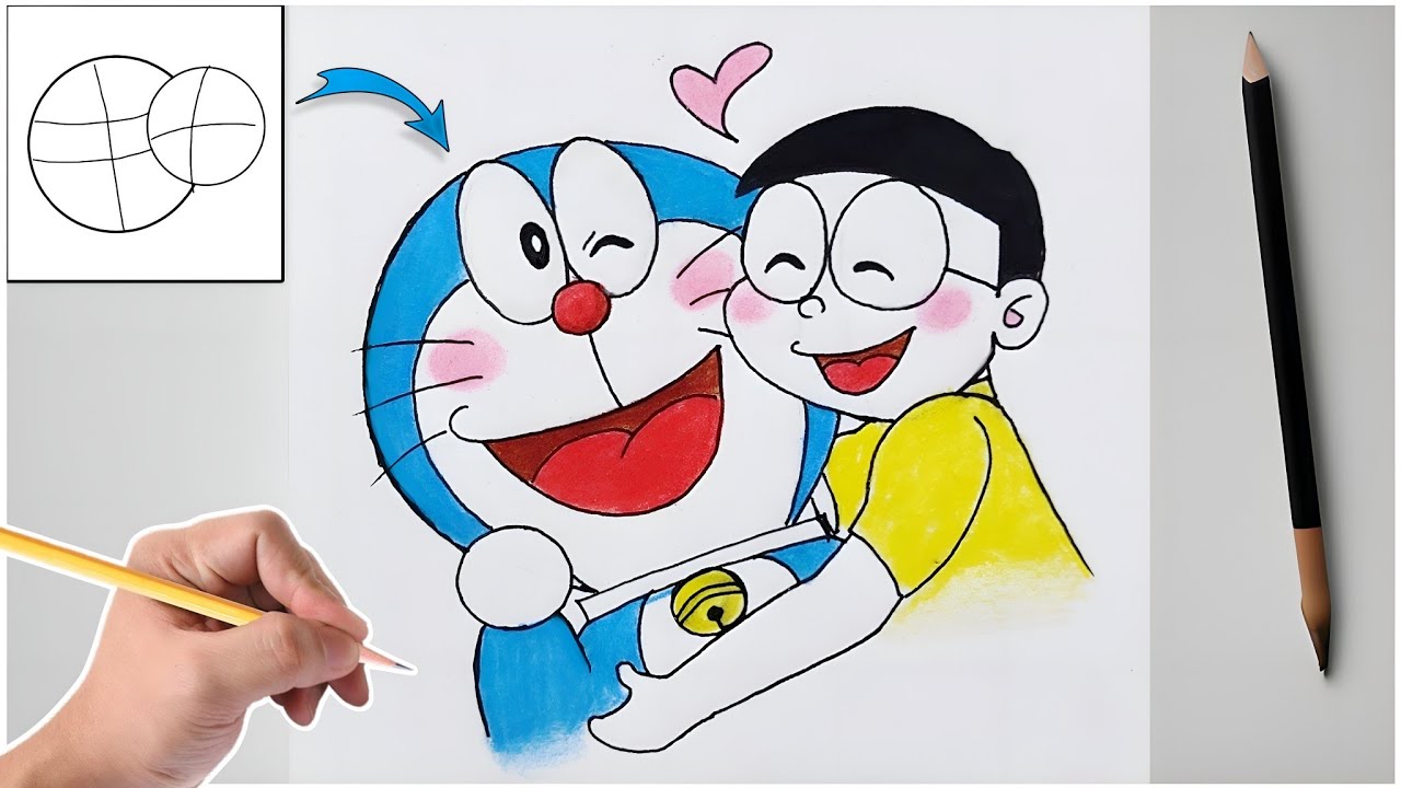 How To Draw A Cute Doraemon and Nobita Friendship Drawing | Easy ...