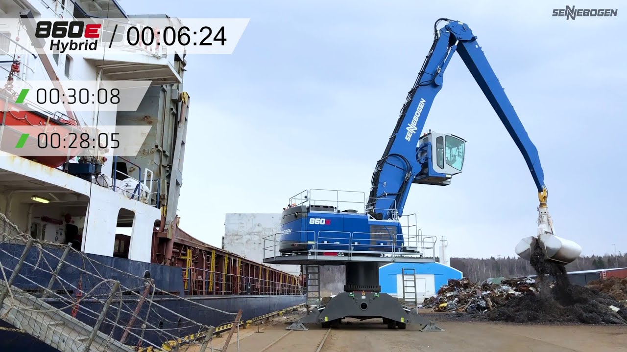 SENNEBOGEN 860 Hybrid - BIG PORT SKILLS in Sweden - YouTube