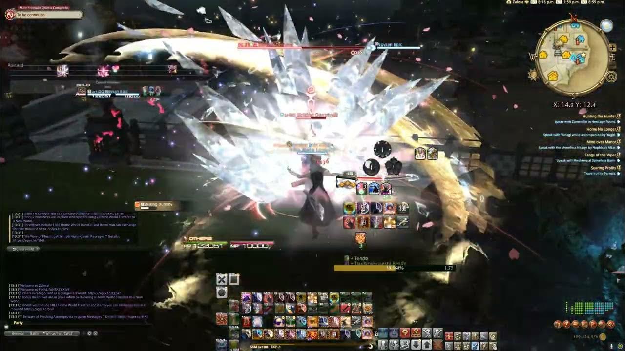 (Patched) Final Fantasy XIV-7.01 Dawntrail Samurai Pot Opener 2 minute rotation (2.15 GCD) - YouTube