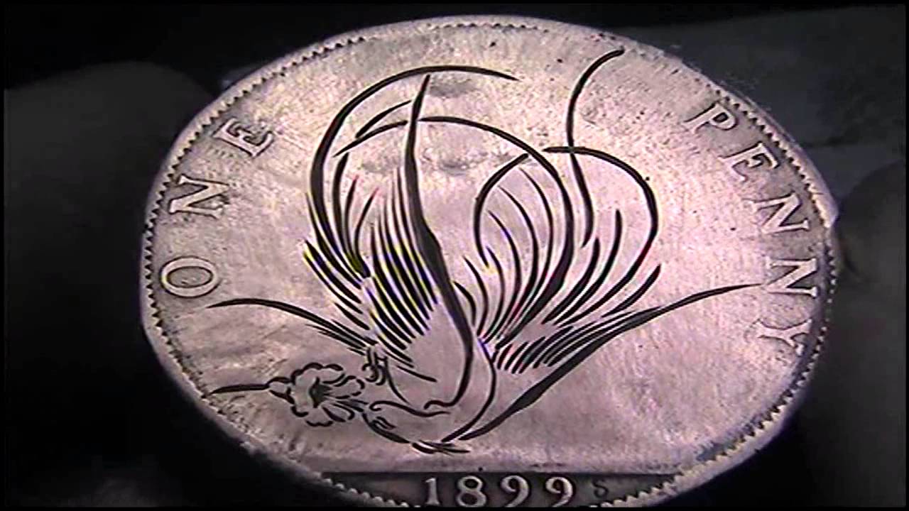 Hand Engraved Calligraphy Bird 1899 Penny Love Token Hobo Nickel by ...