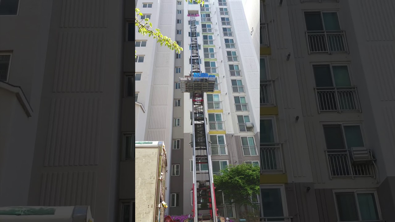 #이사 ↗️#사다리차🚒 Korean Ladder car 梯车 고층아파트 이사할때 사용하는 사다리차 - YouTube