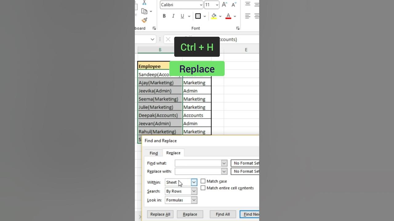 Replace text in a separate column in excel #shorts #viral #youtubeshorts #advance_excel - YouTube