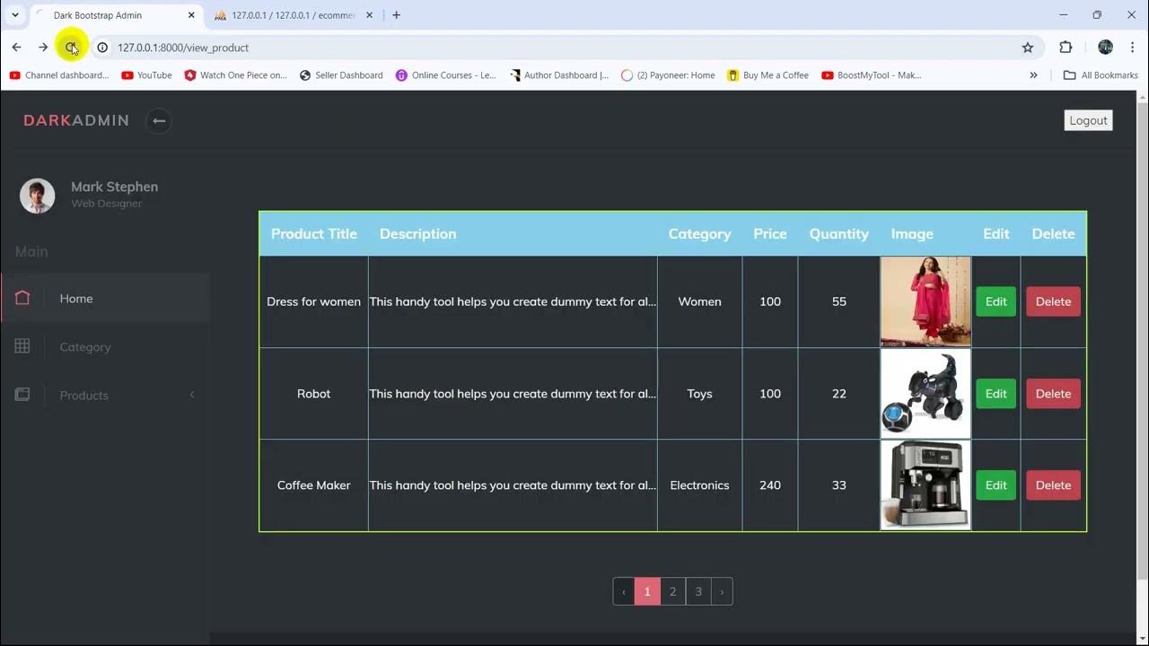 Update Product Data In Laravel Admin Panel Laravel E Ccommerce Project Tutorial Youtube
