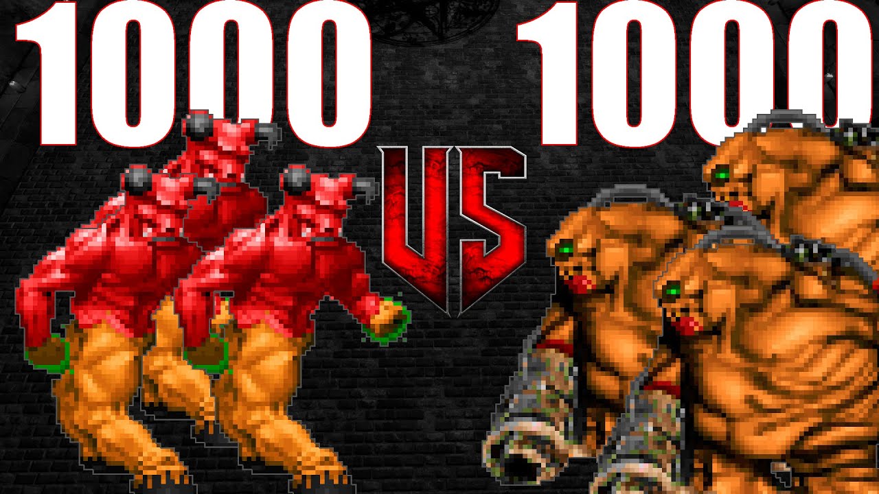 1000 Barons of Hell vs 1000 Mancubi - DOOM Classic Monster Infighting ...