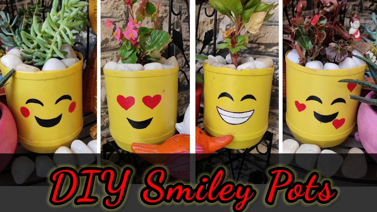 DIY easy smiley pots# DIY pots #smiley #zero budget pots #diy#creative ...