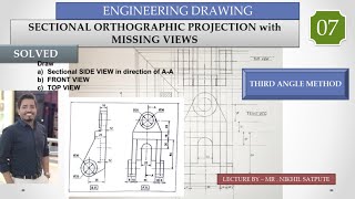 Engineering Drawing | Sectional Orthographic Projections Missing View Problem 07 | Learn with Nikhil