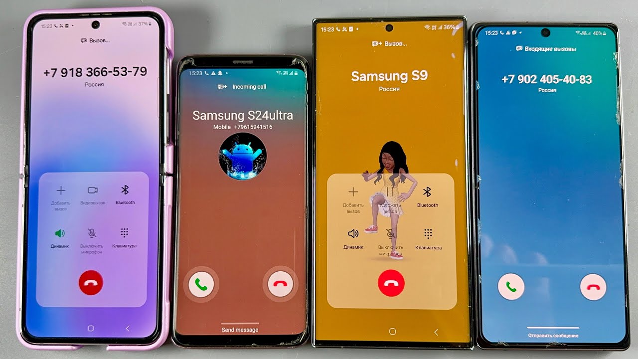 Incoming Call Samsung Galaxy Z Flip 5 + Samsung Galaxy S9 + Samsung ...