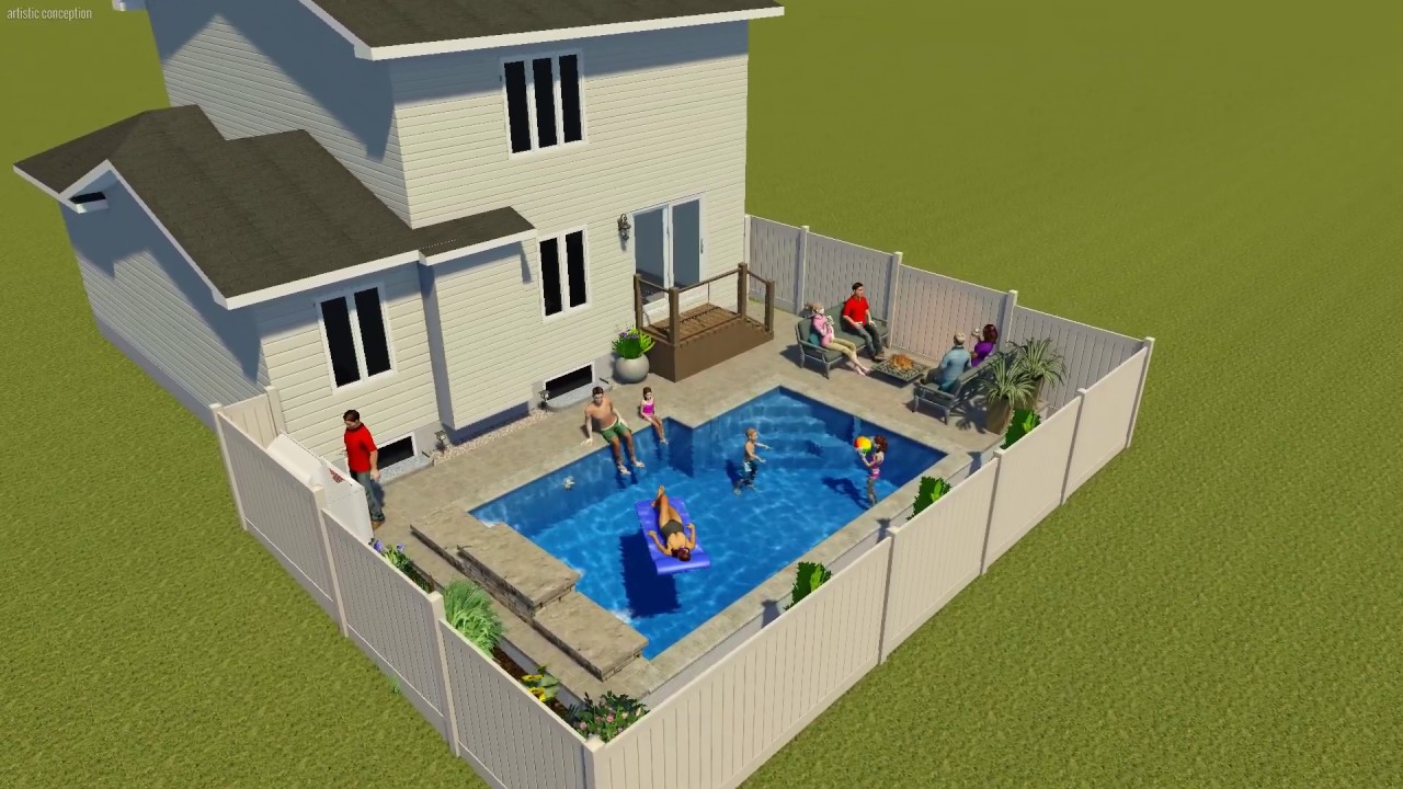 14 x 22 L Shape Inground Pool Design by Rideau Pools Ottawa - YouTube