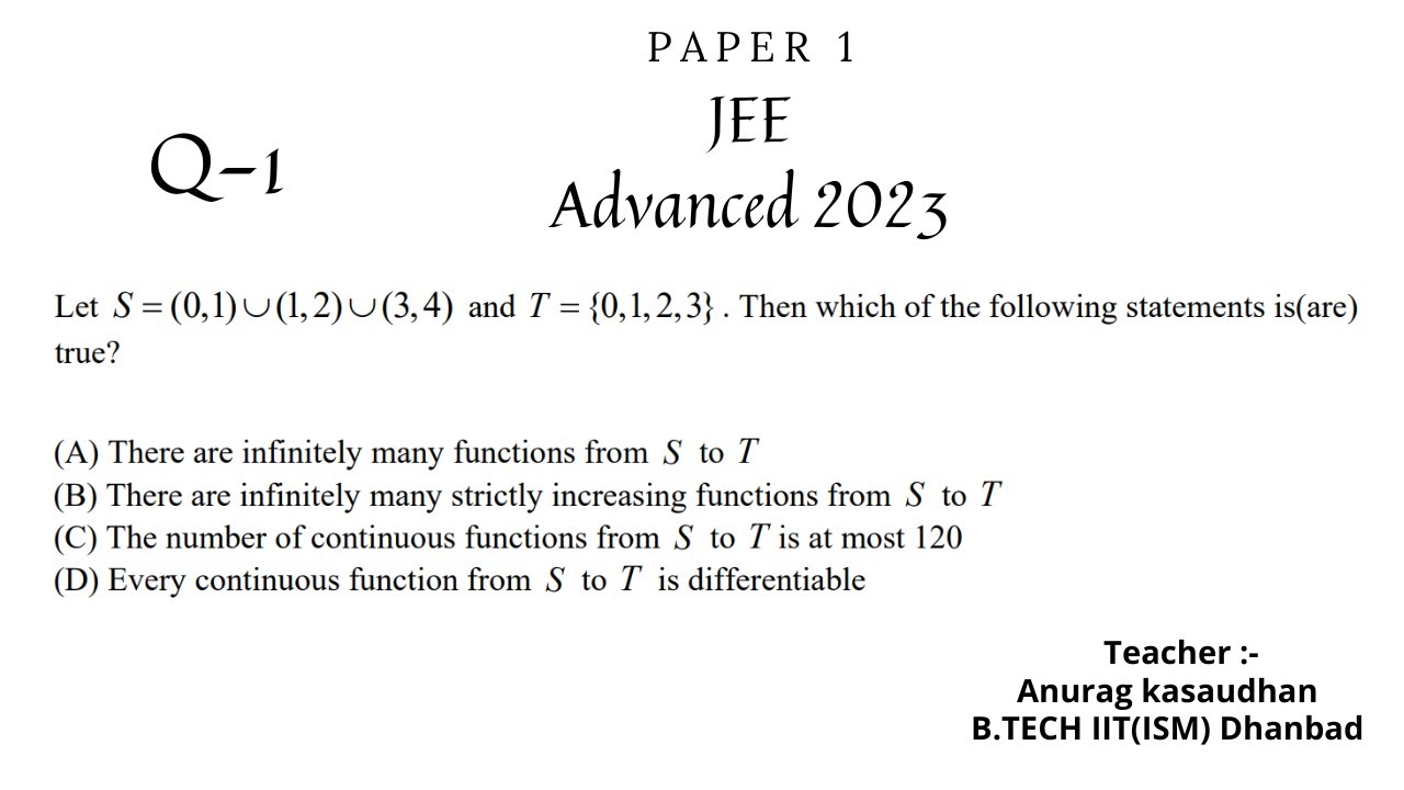 JEE Advanced 2023 Math Paper 1 (Q 1) solution | IIT JEE Maths | # ...