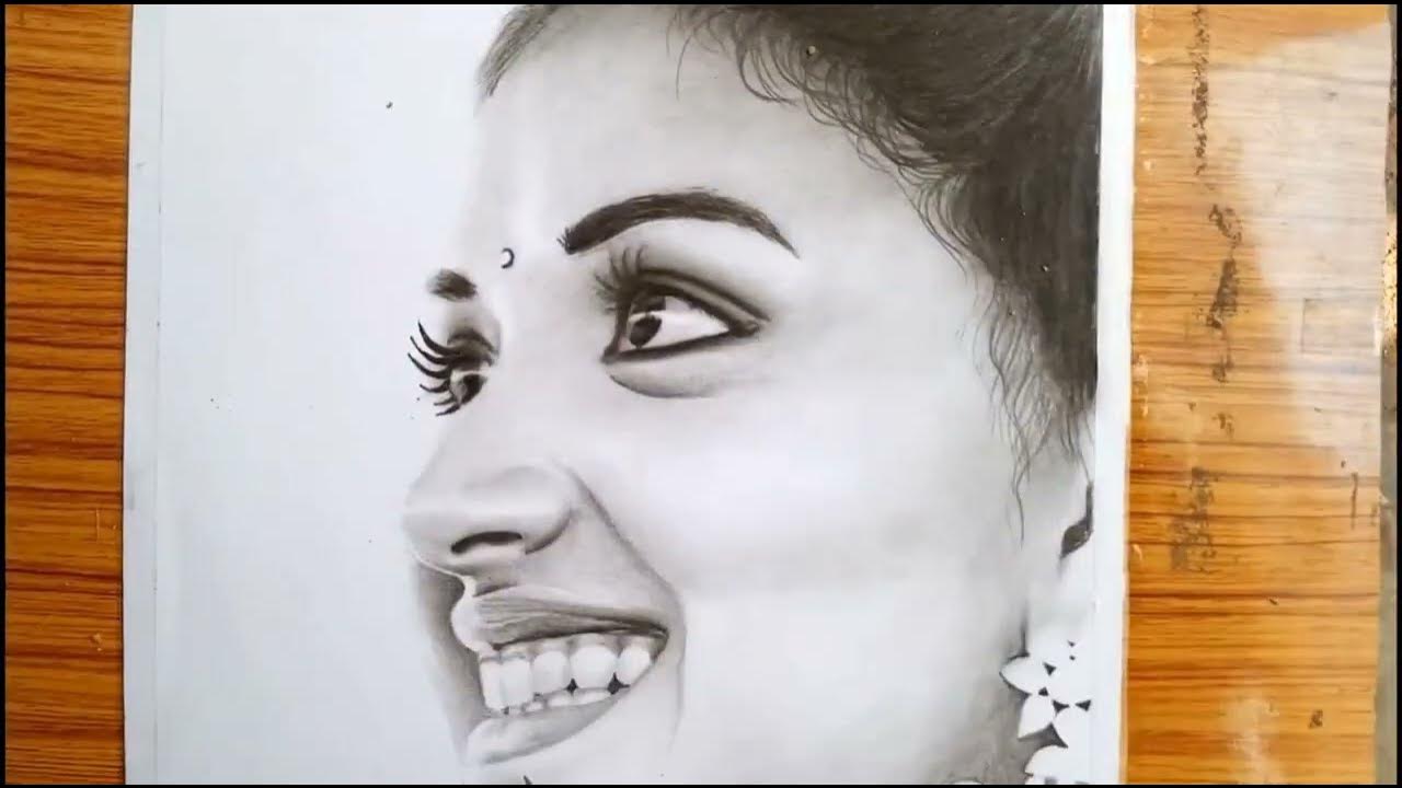 How to draw keerthi suresh step by step tutorial | keerthi suresh ...