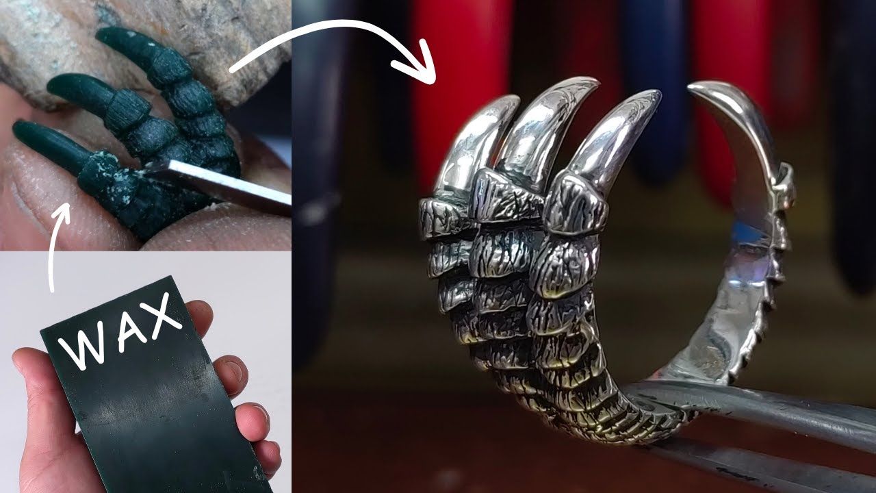 Making Silver Eagle Claw Ring Men's Jewelry-Wax Carving - YouTube