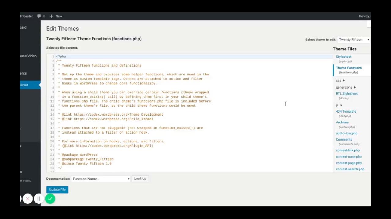 How to access the Wordpress functions php file - YouTube