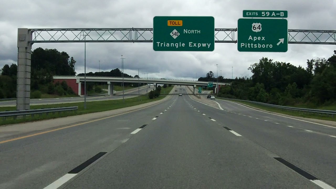 Triangle Expressway (NC 540 Exits 54 to 66) northbound - YouTube