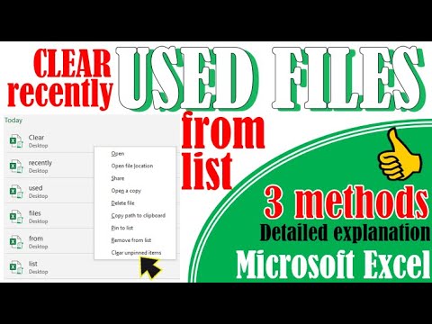 3 methods to clear the list of recently used files in Excel - YouTube