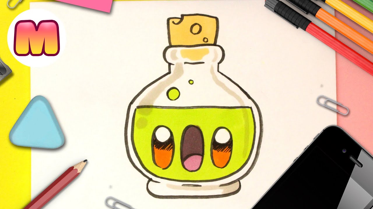 COMO DIBUJAR UNA POCIMA KAWAII 💚 Fácil y paso a paso 💚 Como dibujar ...