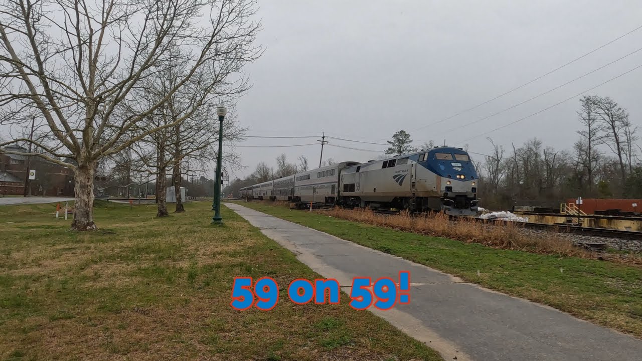 Catching P42-DC #59 on train 59! In the rain! - YouTube