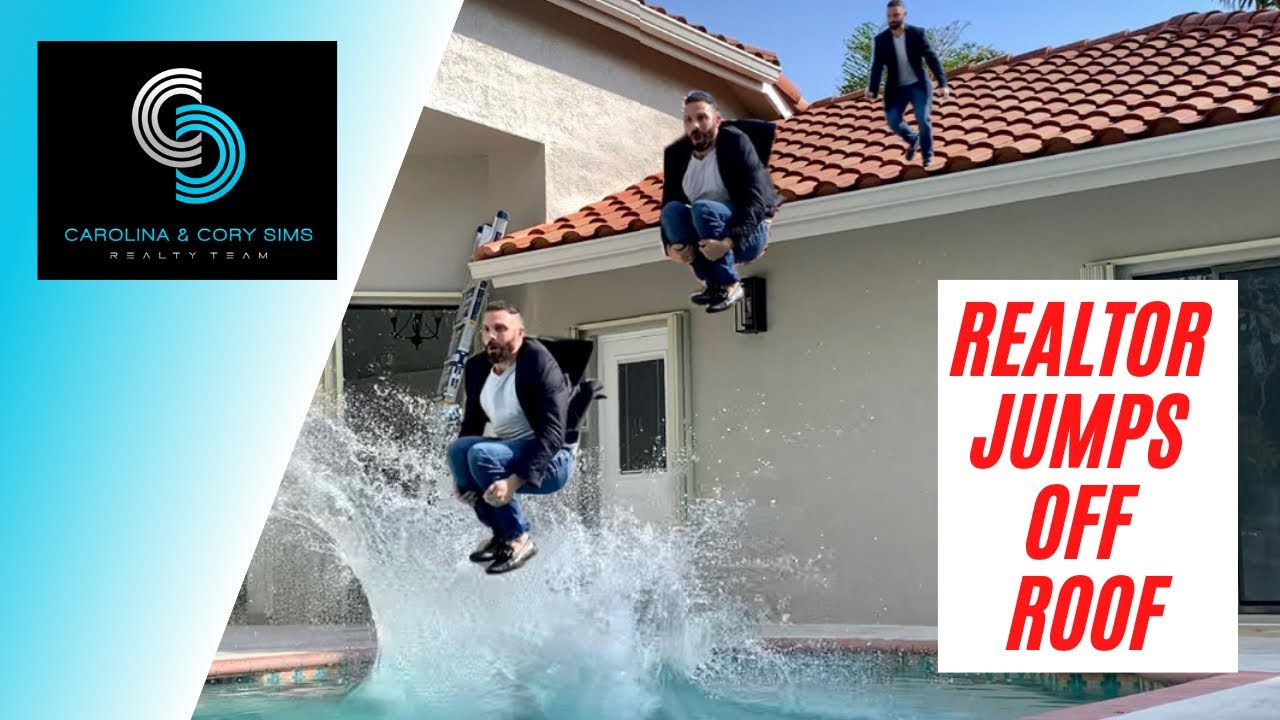 REALTOR JUMPS OFF ROOF INTO POOL👔🏡🏊‍♂️💦 - YouTube