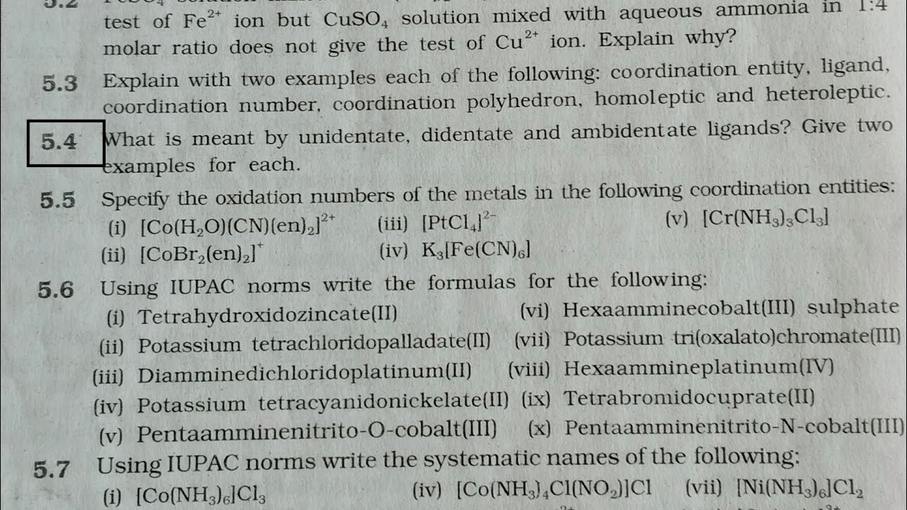 what is mean by unidentate,didentate ,and ambidenate ligands ? give two ...