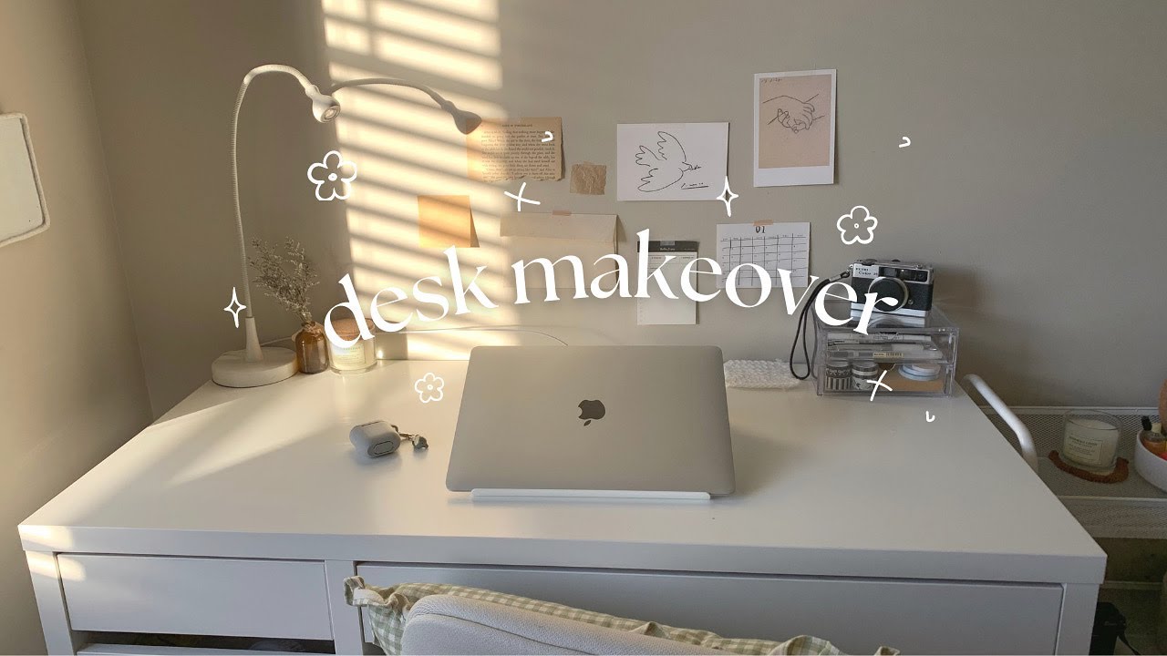 desk makeover & tour | minimalistic and aesthetic setup - YouTube