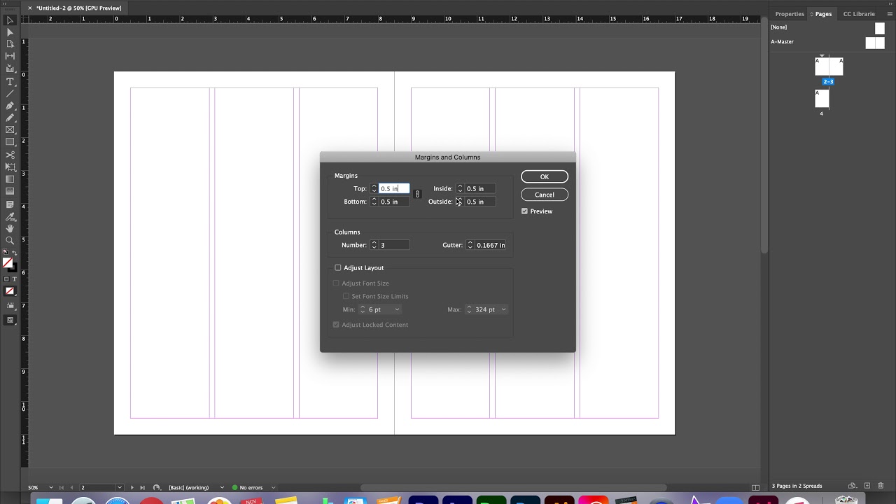Editing Margins and Columns in InDesign - YouTube