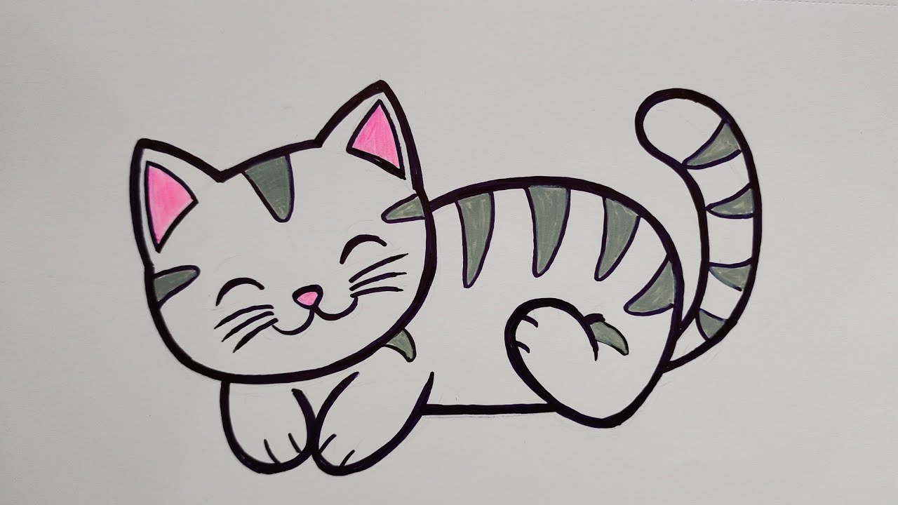 Cara Menggambar Kucing yang mudah || Drawing Cat Easy #gambarkucinglucu ...