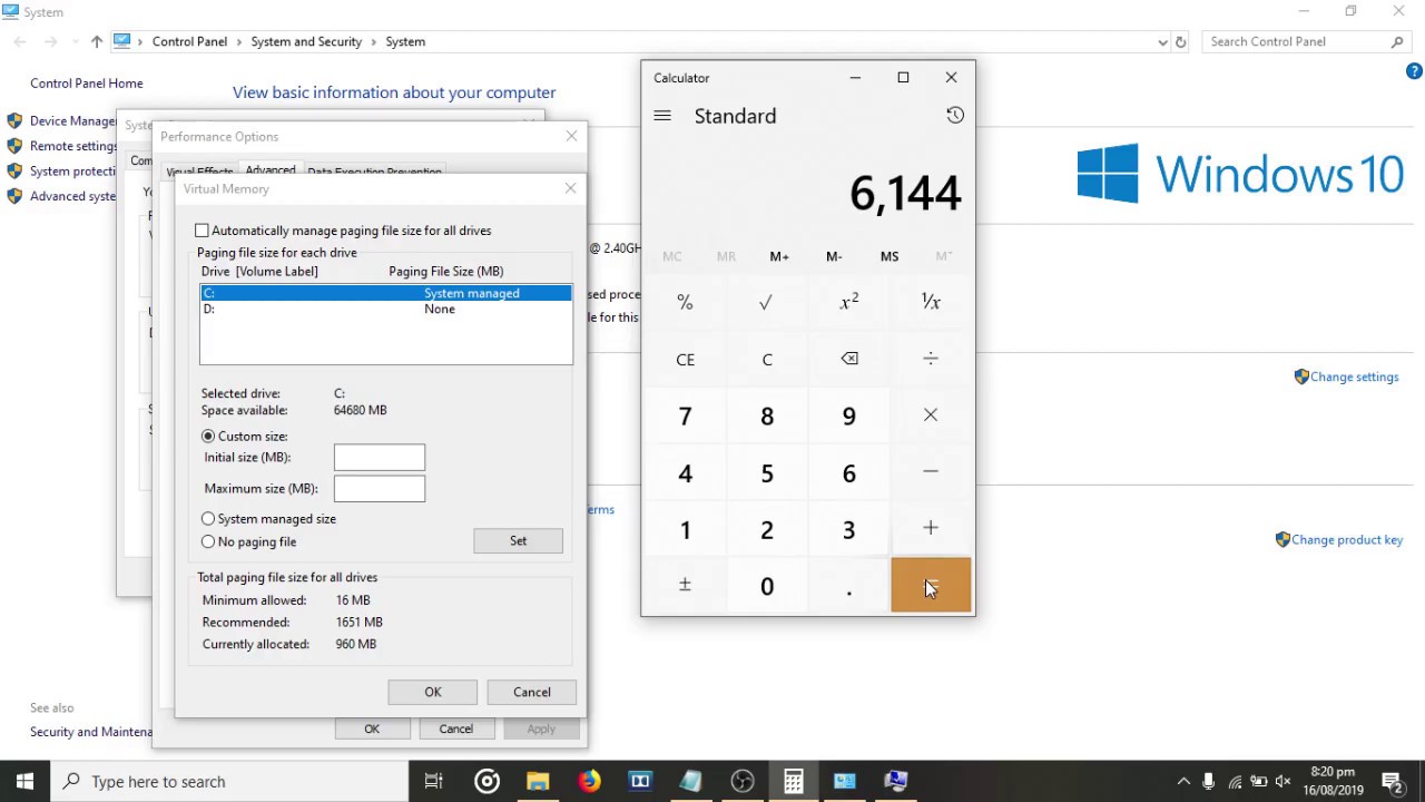 How to increase paging file size - YouTube