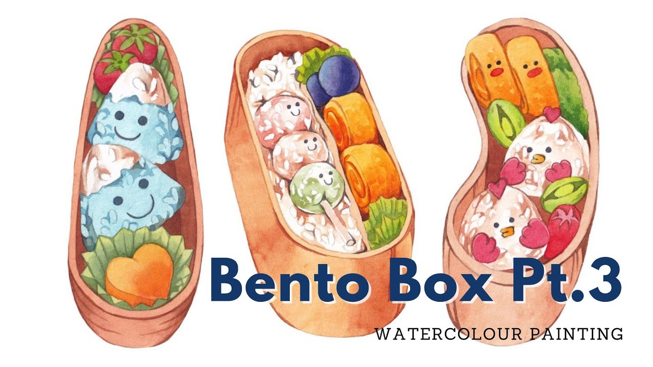 Watercolour Painting | Painting Cute Bentos (Pt. 3) - YouTube