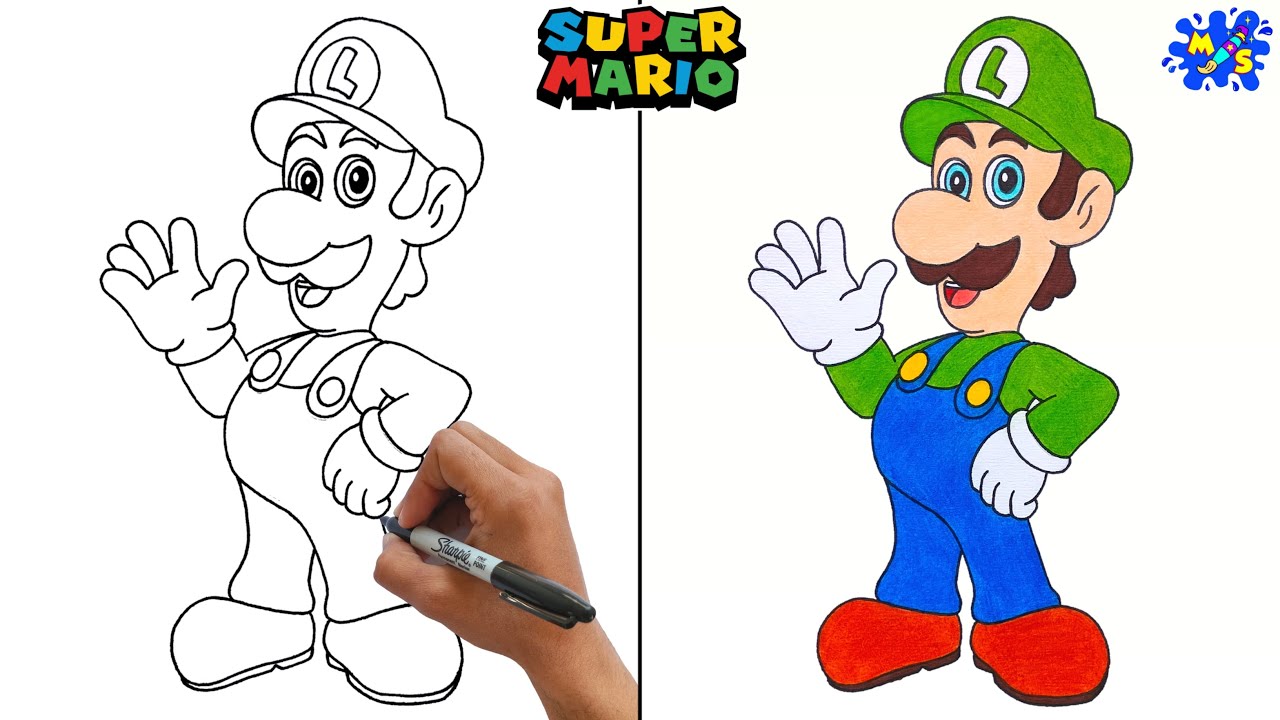 Luigi Drawing || How to Draw Luigi from Super Mario || Step by Step ...