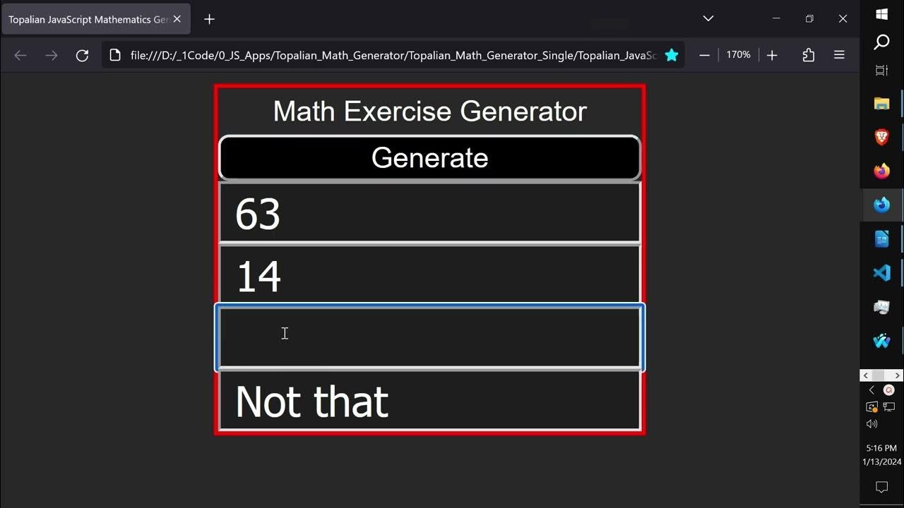 JavaScript Math Generator by Christopher Andrew Topalian - YouTube