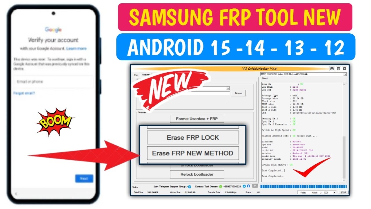 SAMSUNG FRP BYPASS ANDROID 14/13/12 2025 | ALL SAMSUNG UNLOCK TOOL 2025 - YouTube