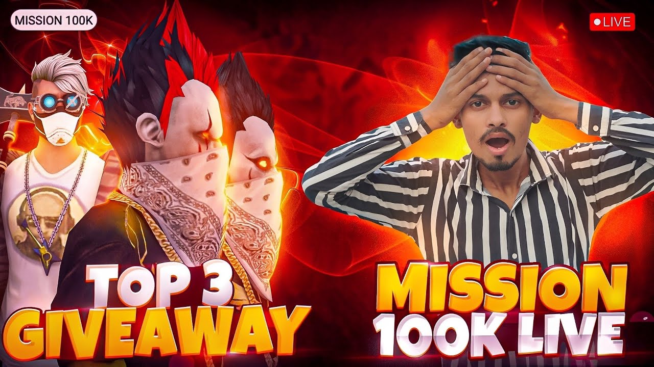 😱Day5 Mission 100K || Top3 Giveaway | LIVE Redeem code Giveaway | FF Live GIVEAWAY | Free Fire ...