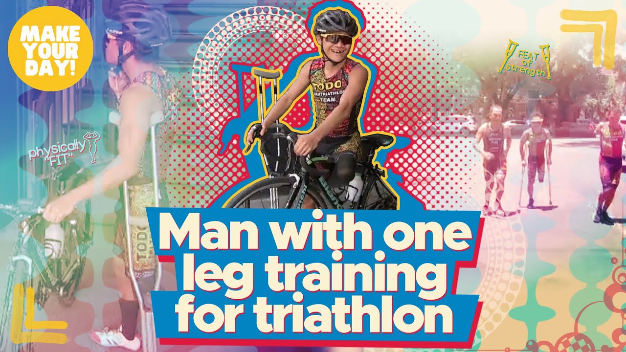 Man with one leg training for triathlon | Make Your Day - YouTube