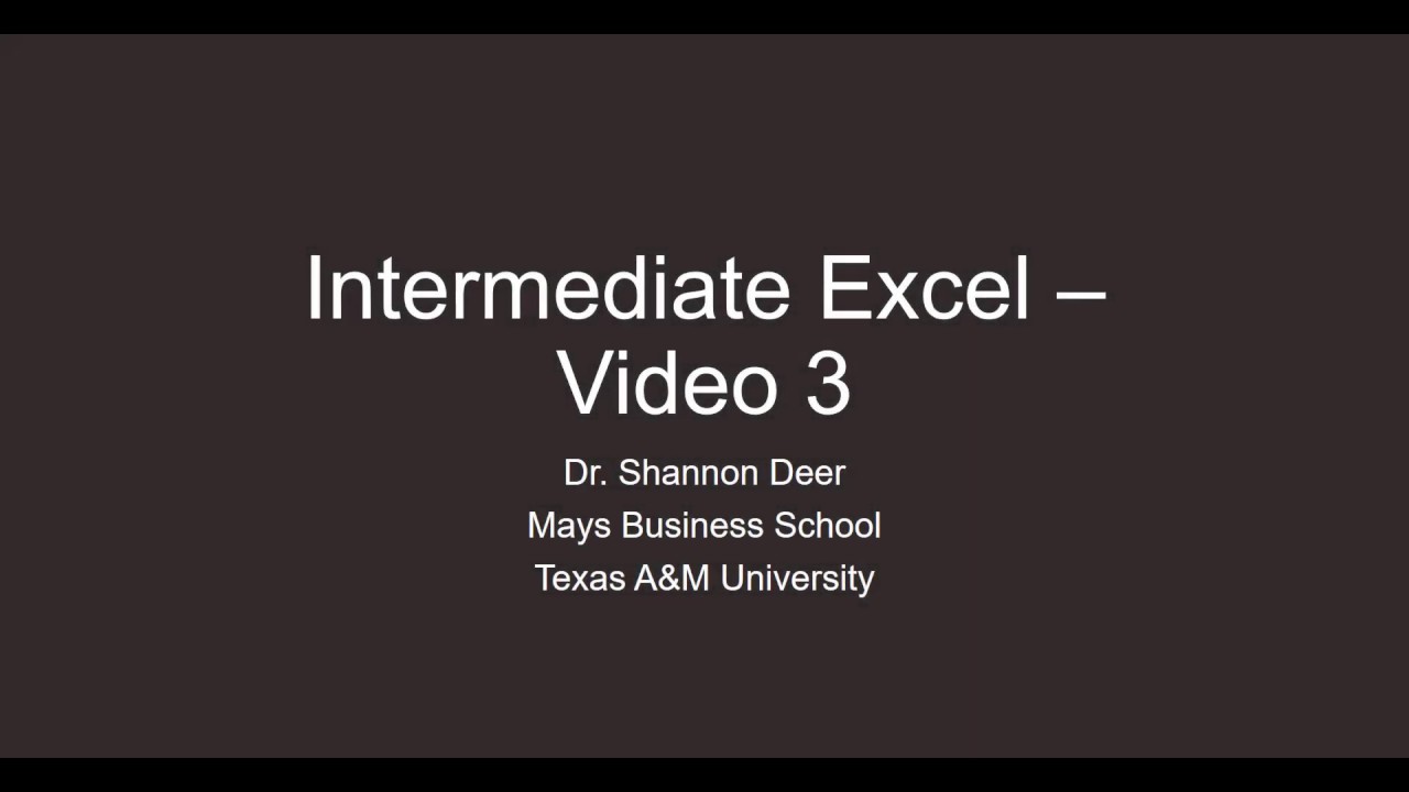 Intermediate Excel Video 3 - PivotTable - YouTube