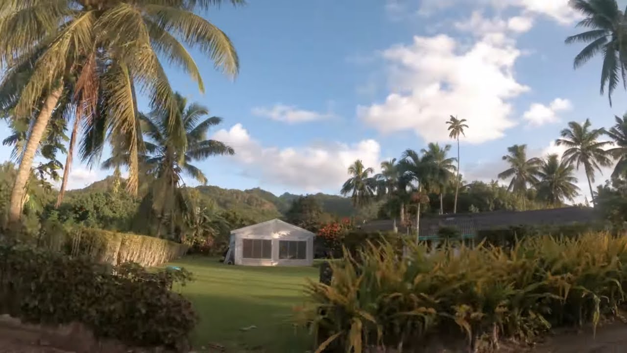 4K street view RAROTONGA Cook Islands riding around the main road of ...