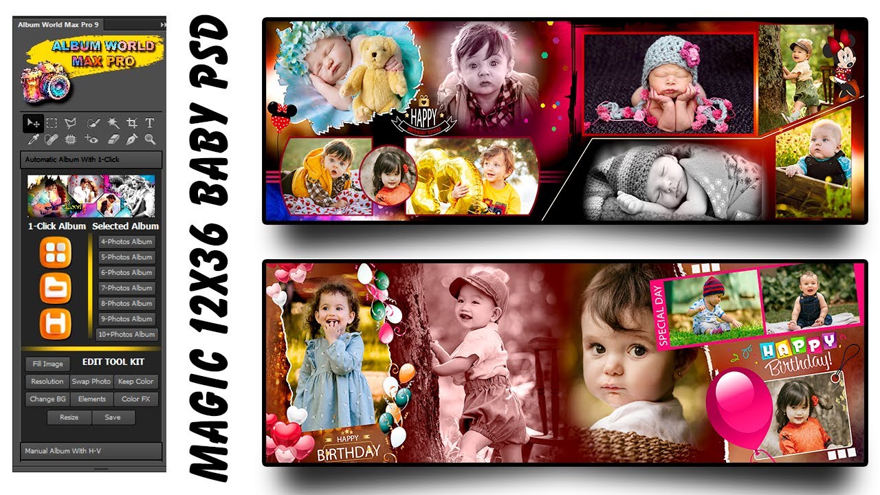 🔥 Magic New PSD Template 12x36 l Baby PSD 12x36 l Birthday Album PSD l ...