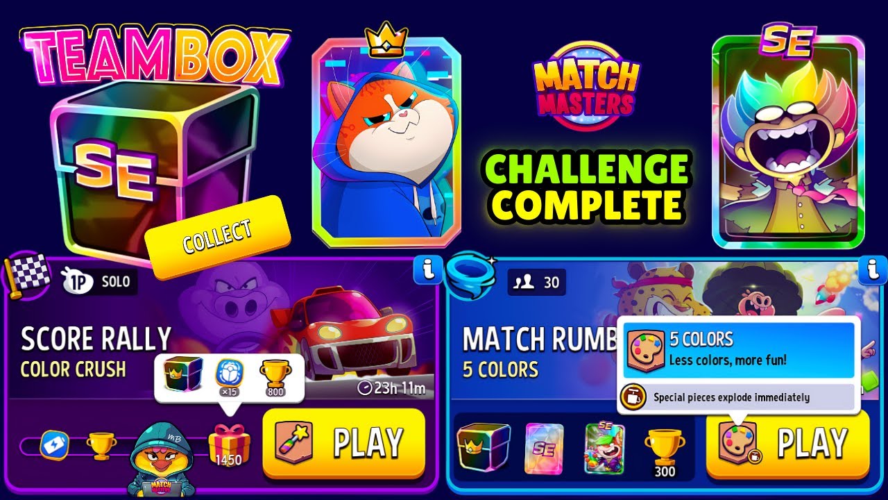 TEAM BOX COMPLETED/ Solo Challenge Color Crush Score Rally 1450p/ 30 ...