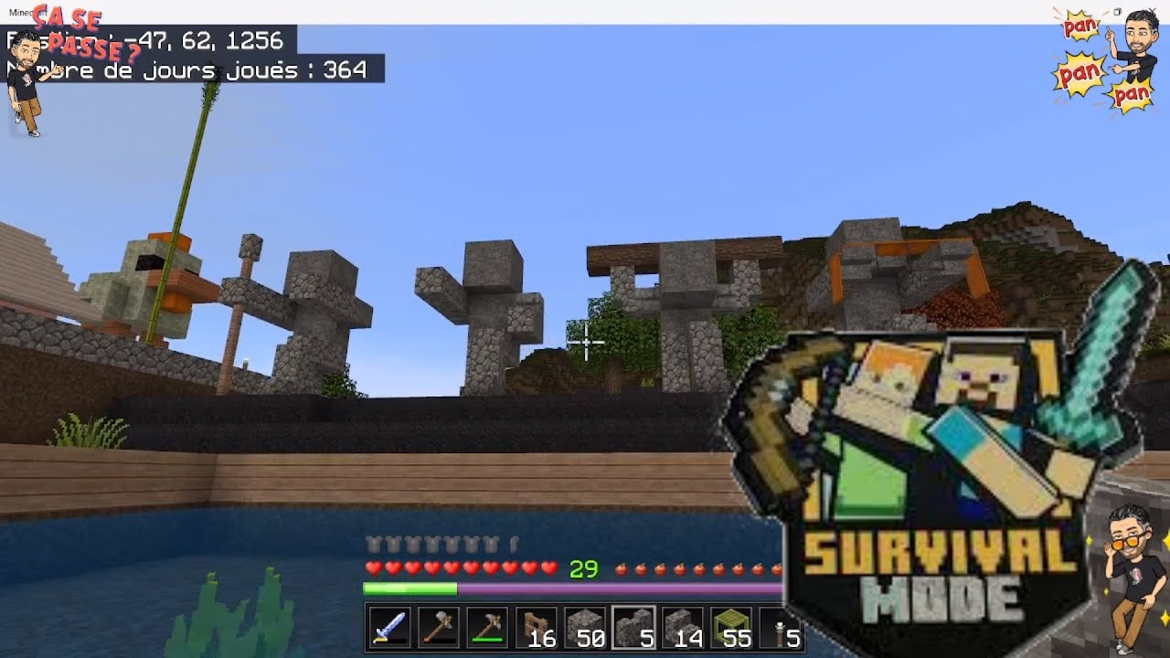 minecraft la grosse survie build champ de statues - YouTube
