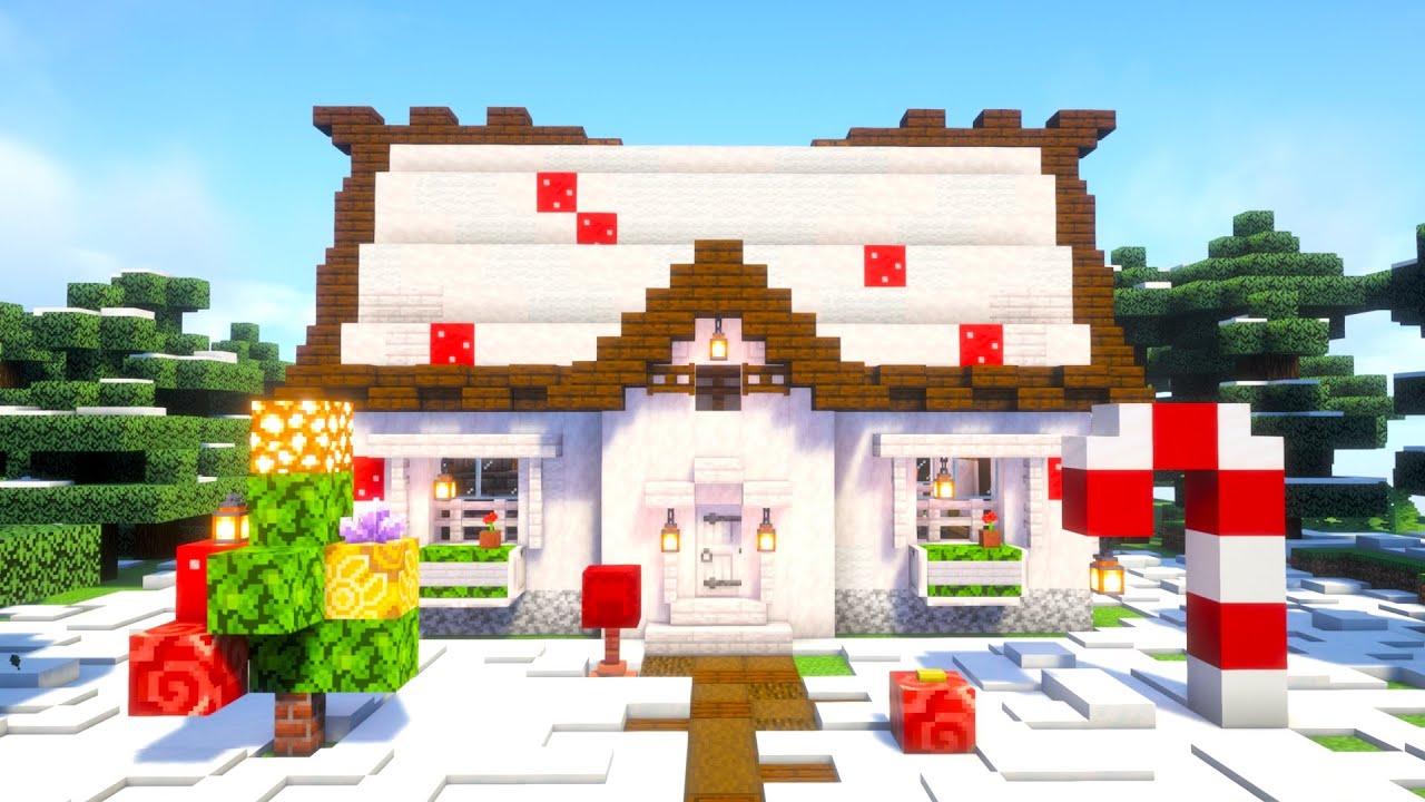 Minecraft:How to build the white christmas house｜Tutorial｜one story ...