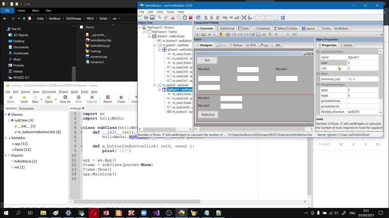 WxPython wxFormbuilder layout sizer #3 - YouTube