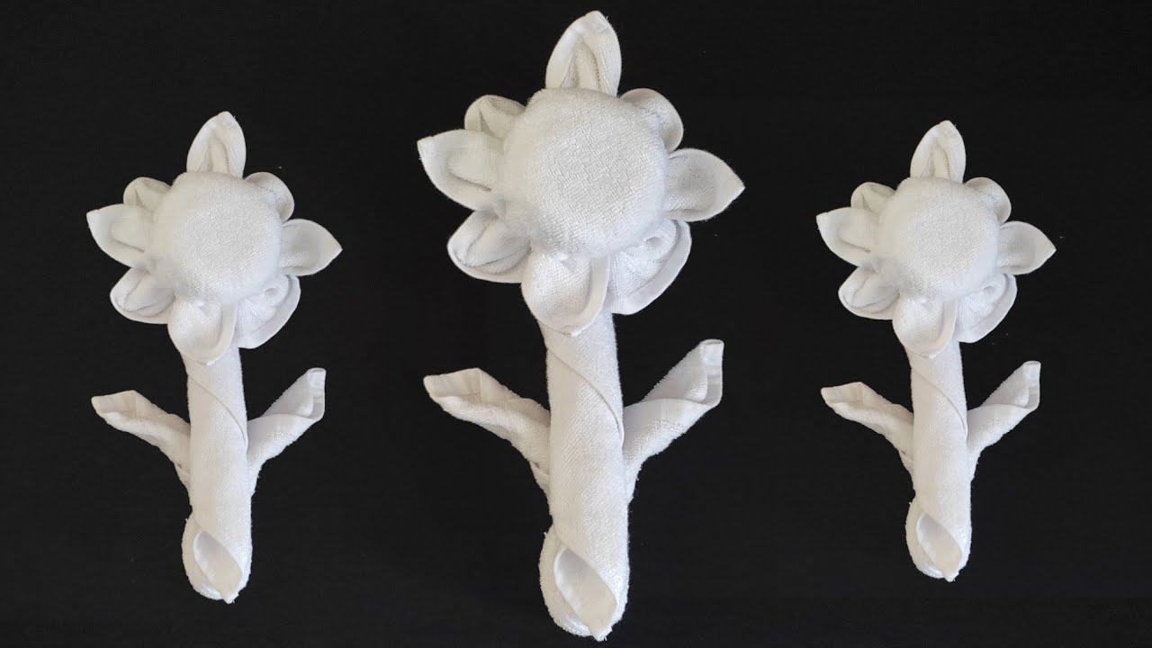 How to Make Sun Flower Using Towel | Towel art | Towel folding Design ...