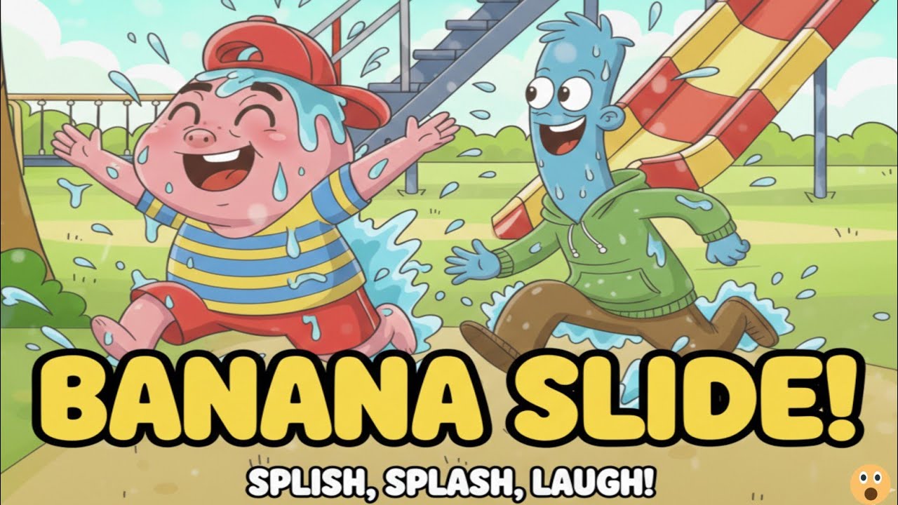 🤣 BANANA SLIDE FAIL! | Funny Kids Cartoon | No Talking Slapstick Comedy ...