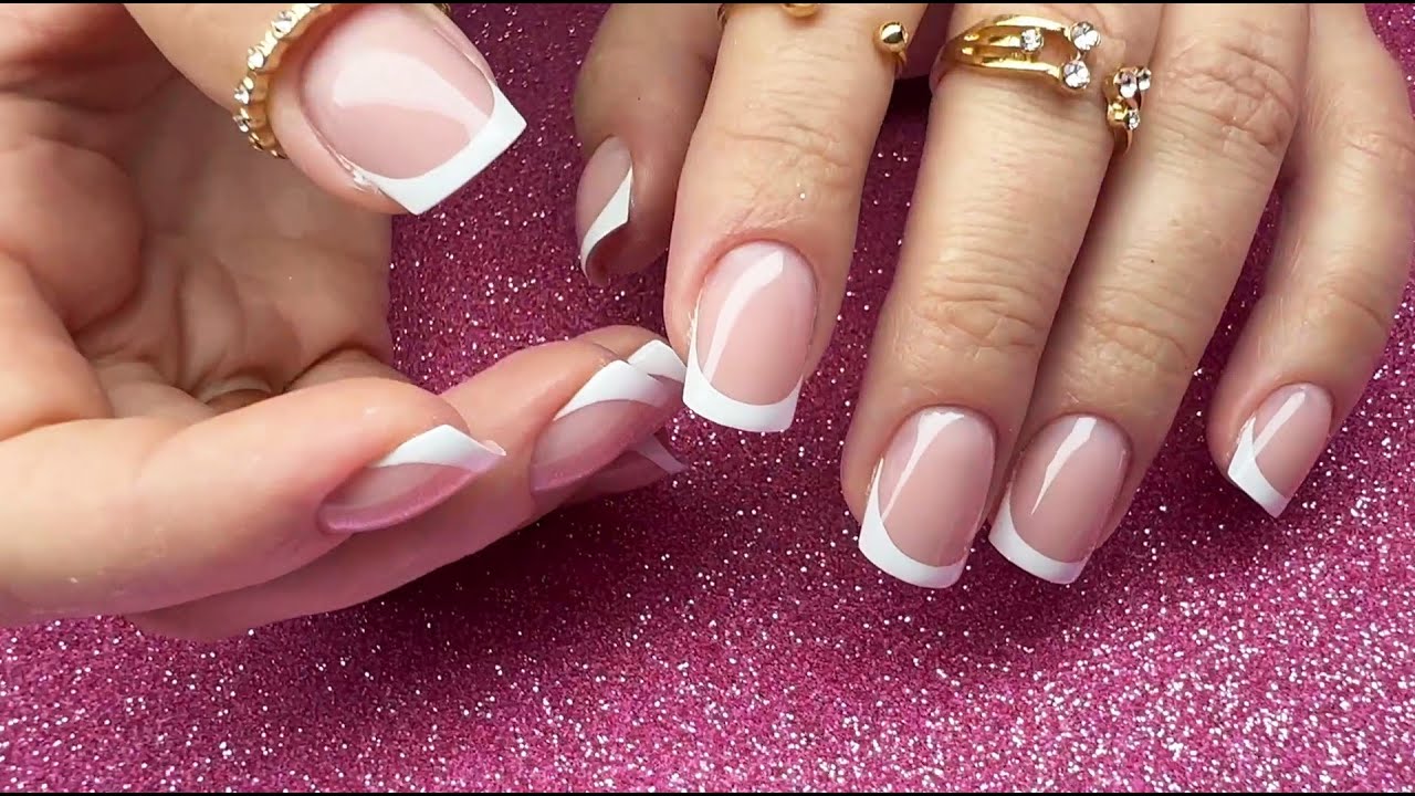 The process of creating a French manicure Look how I paint a French ...
