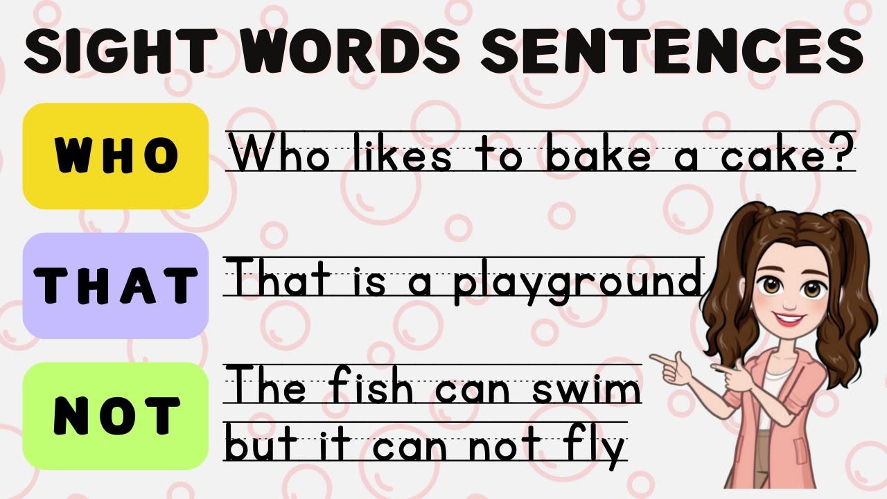 SIGHT WORDS SENTENCES | WHO, THAT, NOT | ENGLISH READING | Teaching ...