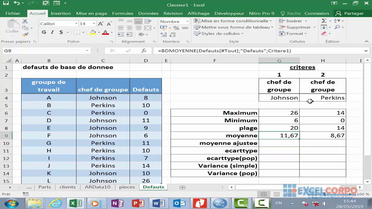 Tuto 73 Comment utiliser les fonctions base de données d'Excel ...