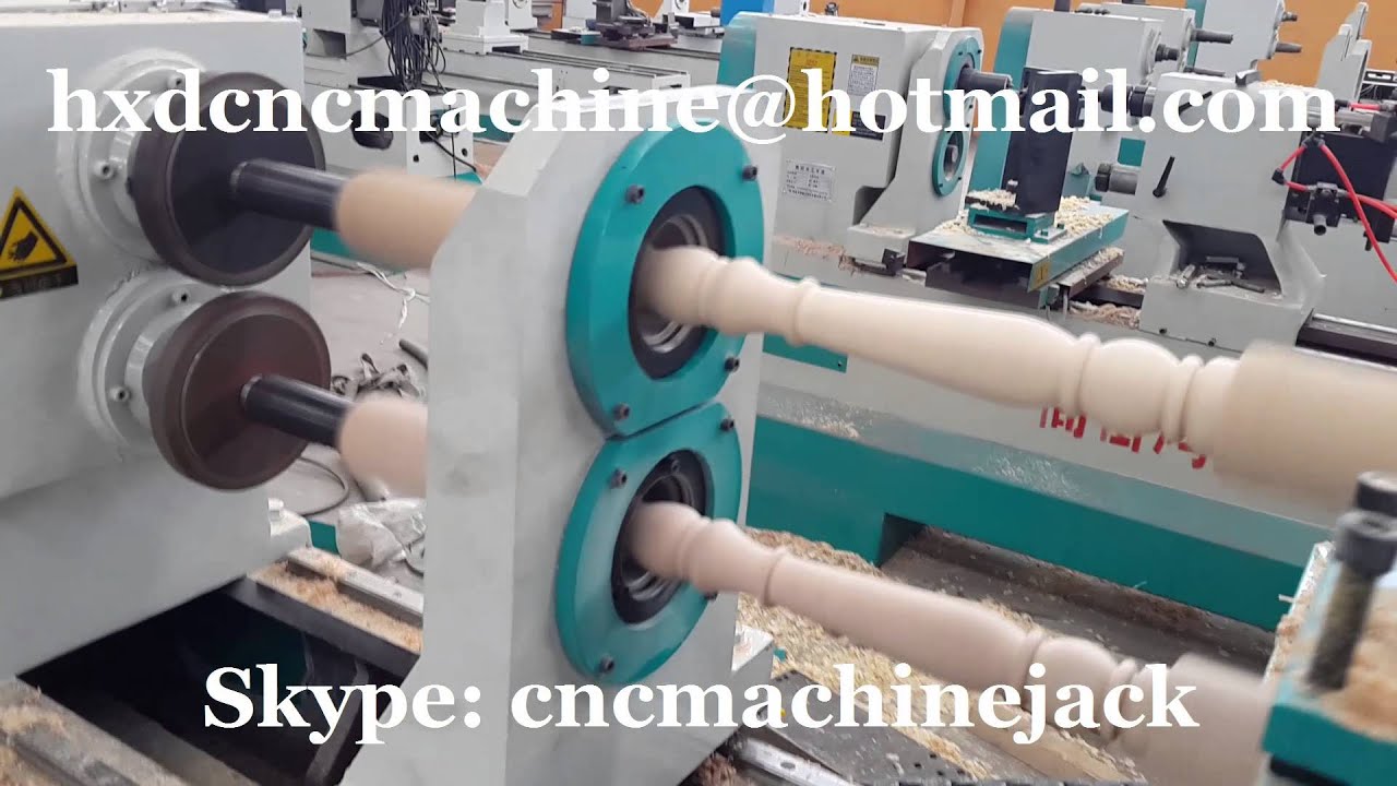 cnc wood router copy lathe machine double spindles 4 knives - YouTube