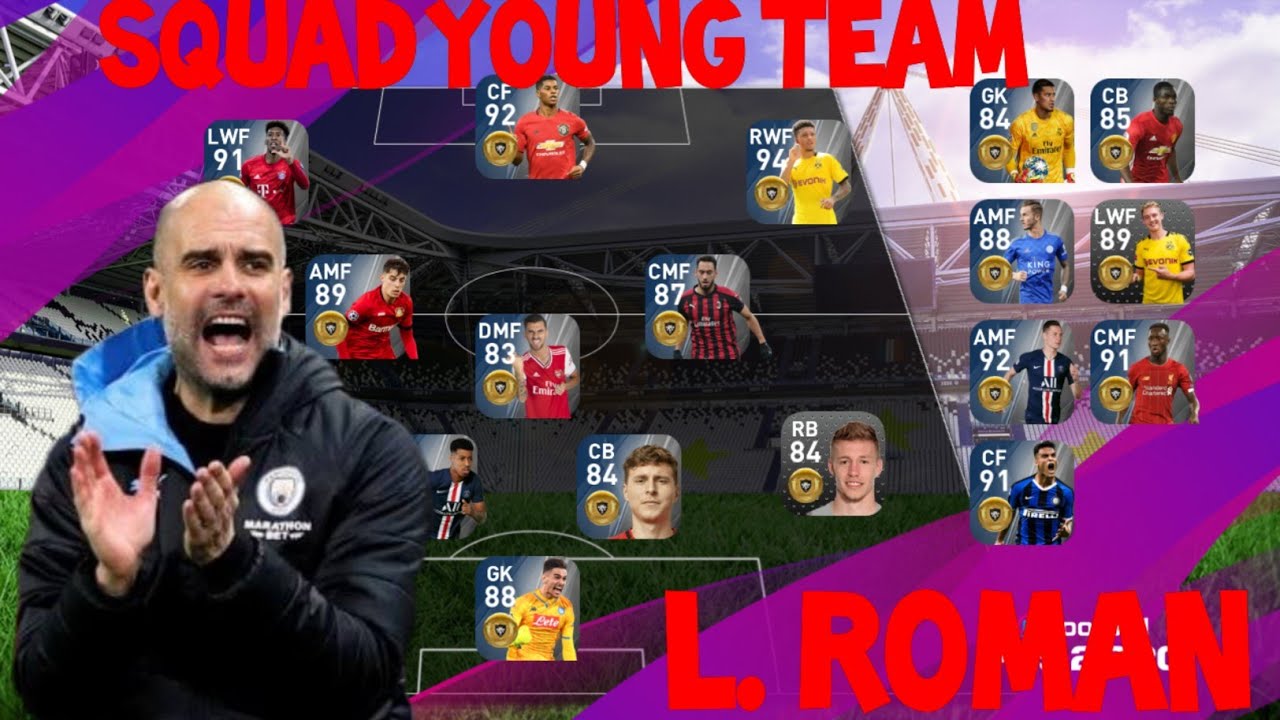 PES 2020 MOBILE Pep Guardiola (L. Roman) 433 Squad Young Team - YouTube