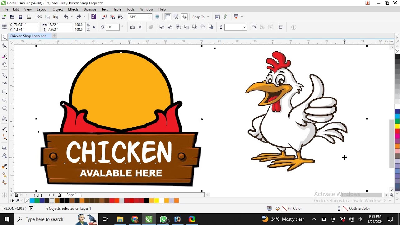 How To Creat Chicken Shop Logo In Corel Draw x7 2024 - YouTube