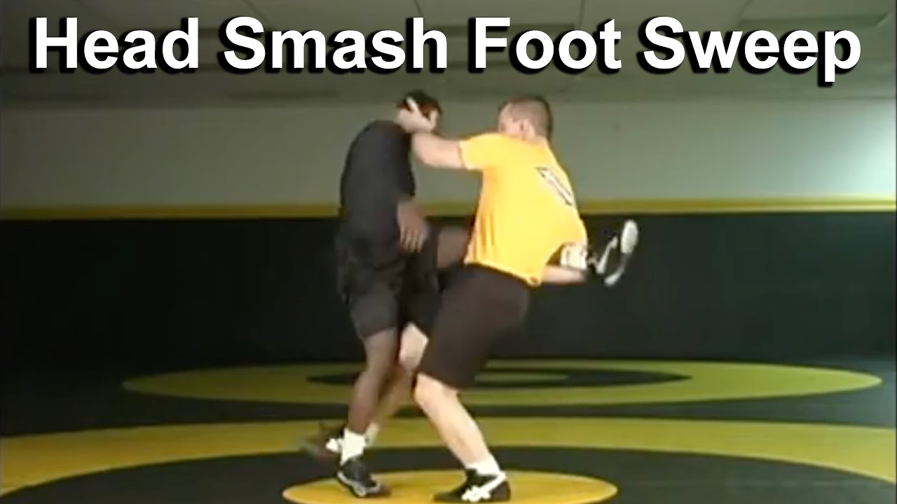 Trapped Inside Head Smash Foot Sweep - Cary Kolat Wrestling Moves - YouTube