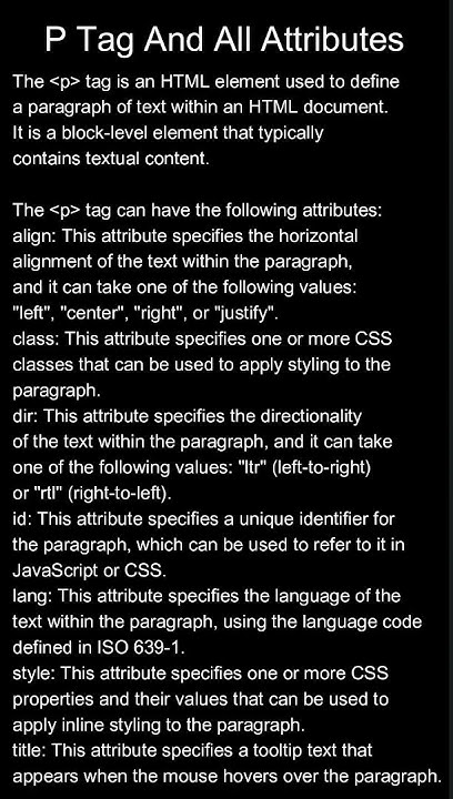 6 P Tag And All Attributes Shorts Codingtips Coding Programming Html Youtube