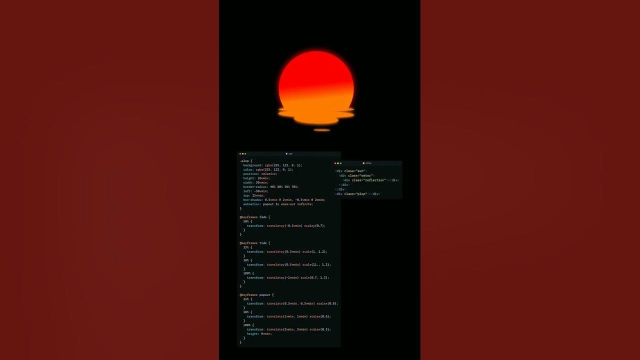 Sunset Animation Code In Html Css Html Css Coding Codingin17 Shorts Youtube